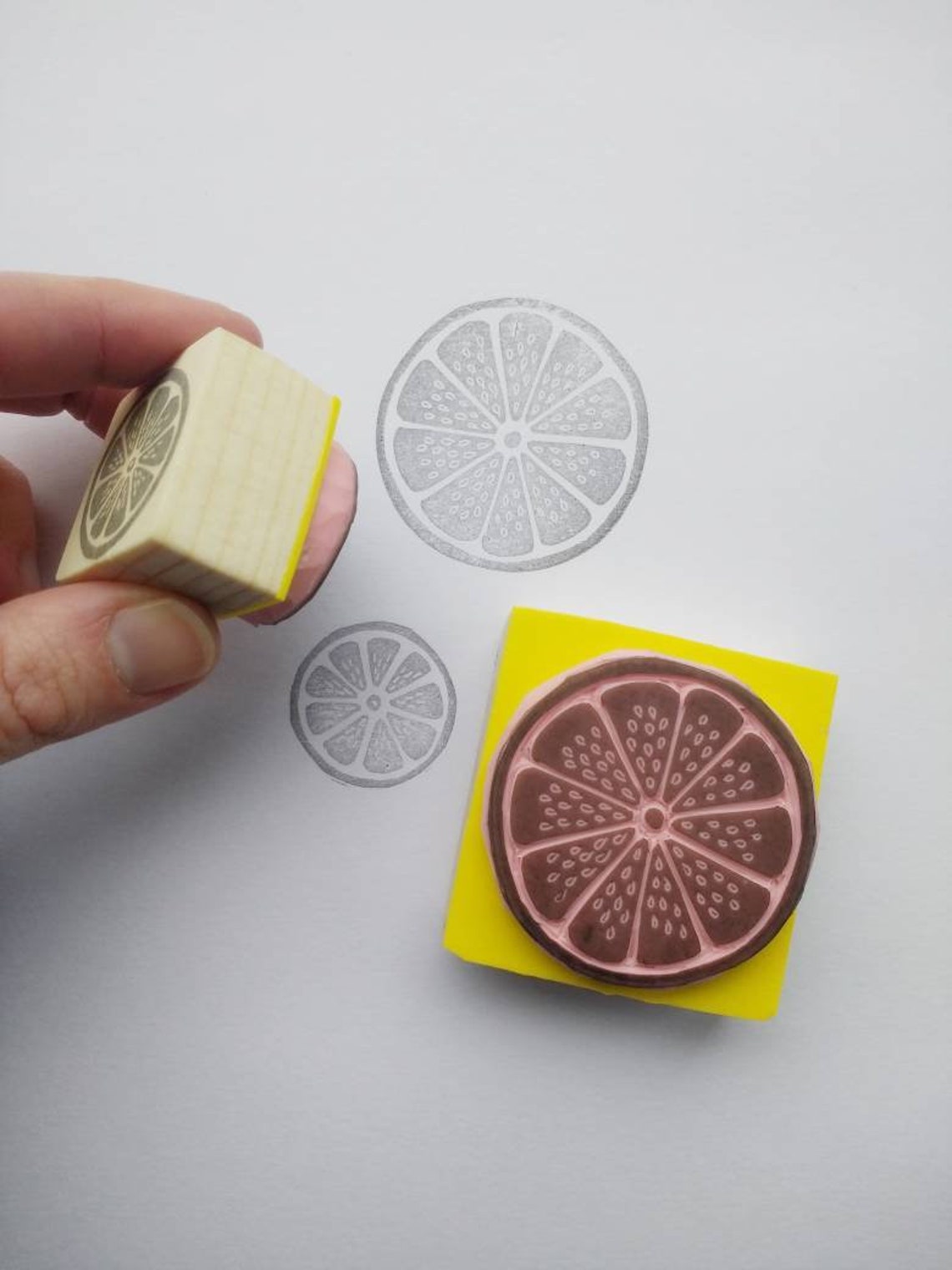 Lemon Rubber Stamp Citrus Slice Stamp Lime Stamp Orange | Etsy