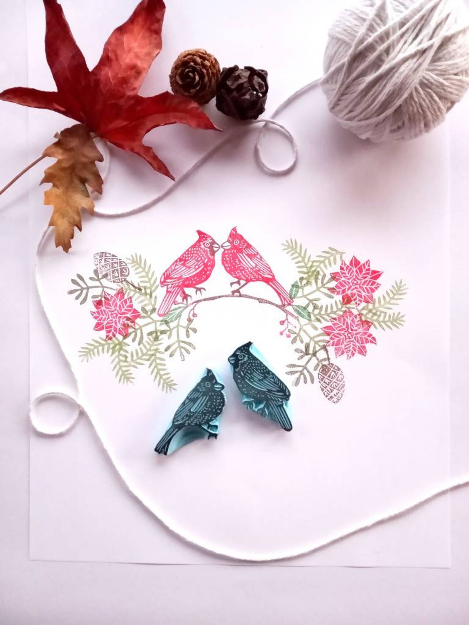 Cardinal Bird Rubber Stamp Christmas Stamps. | Etsy