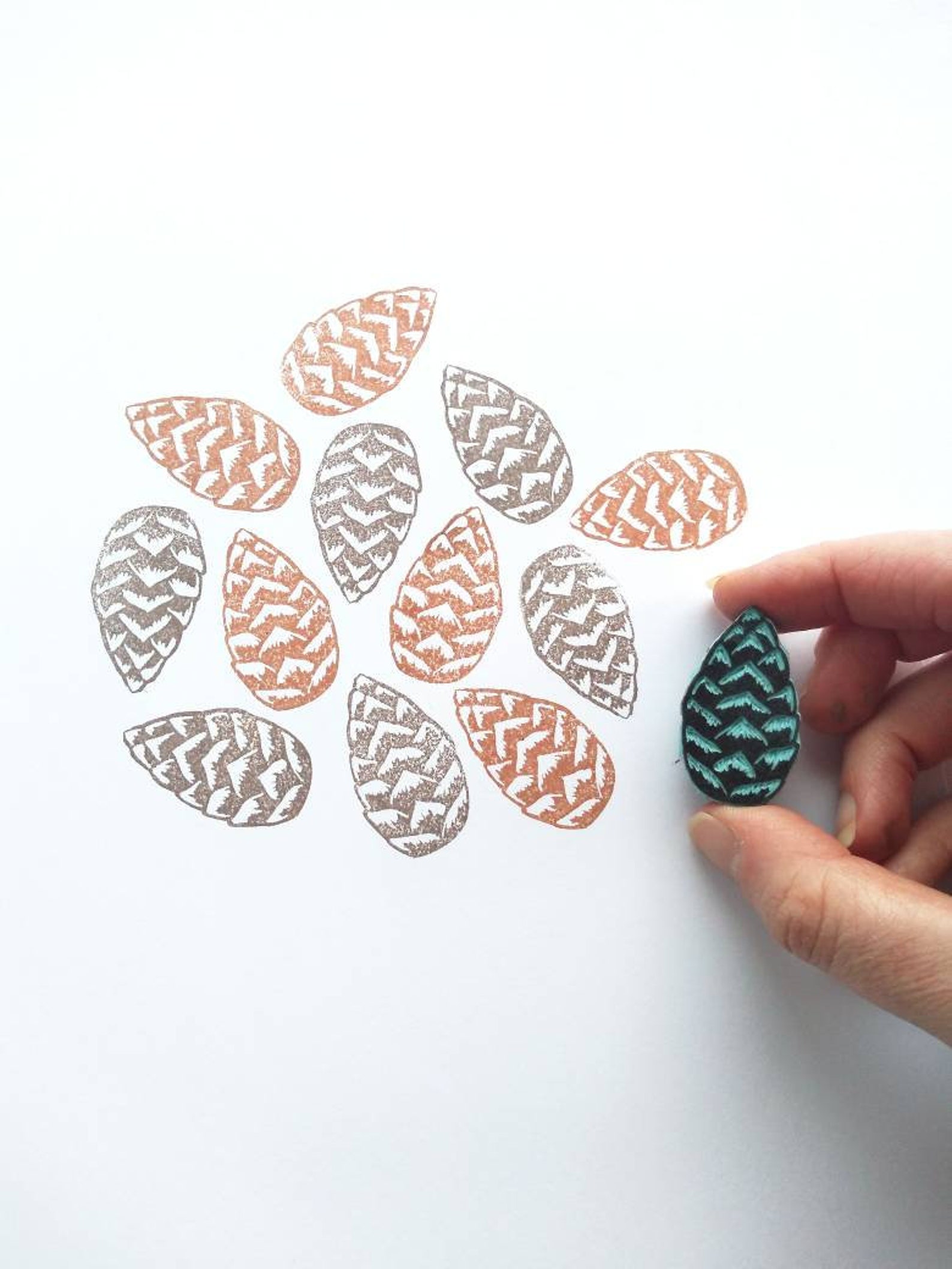 Pine cone and Holly rubber stamp set. | Etsy