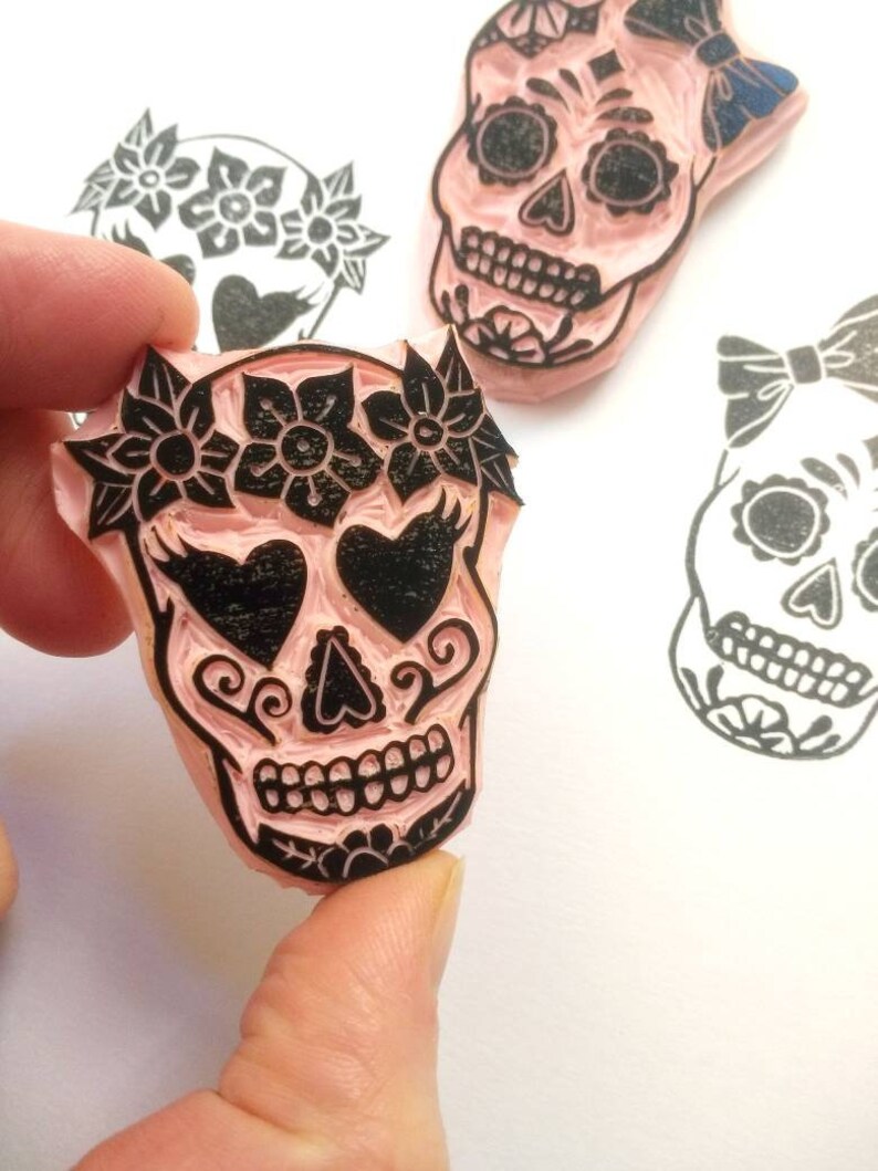 Sugar Skull Rubber Stamp Day of the Dead Halloween Party - Etsy