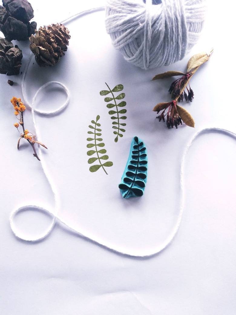 Fern leaf rubber stamp. | Etsy