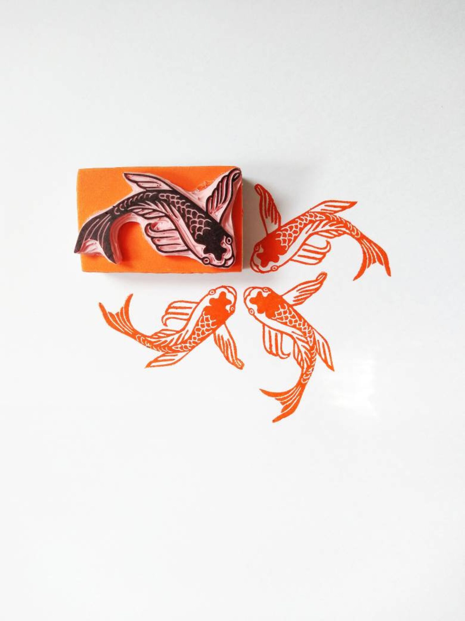 Koi Fish Rubber Stamp Fish Stamp Japanese Fish Rubber Stamp | Etsy UK