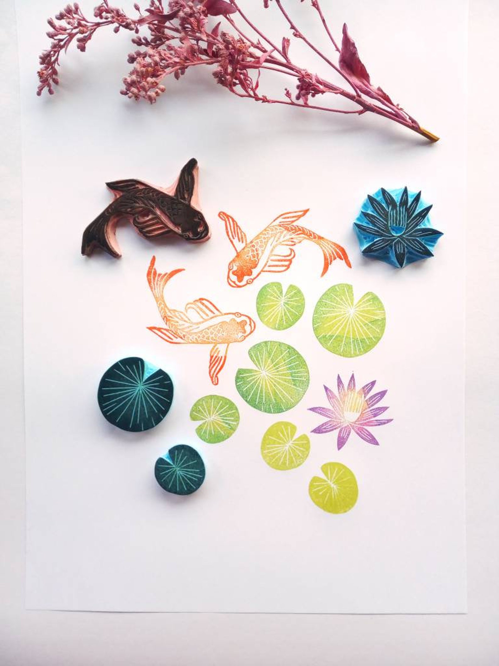 Koi Fish Rubber Stamp Fish Stamp Japanese Fish Rubber Stamp | Etsy UK