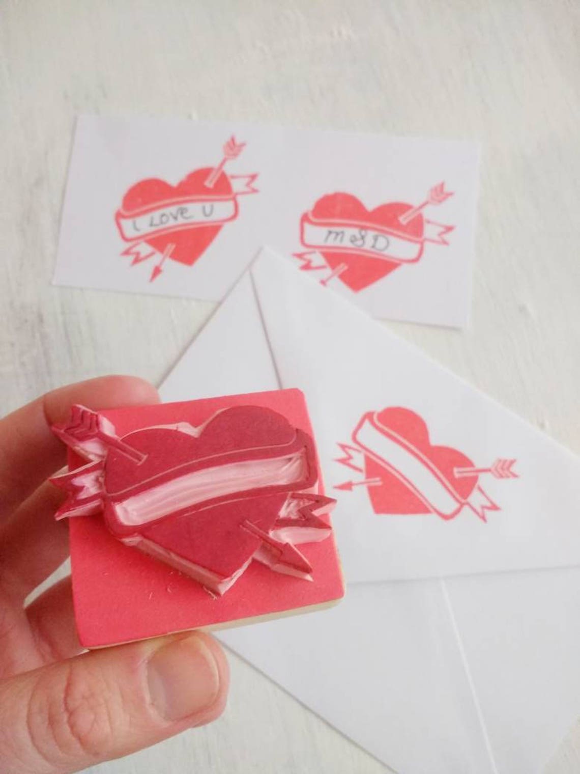 Heart Rubber Stamp Personalised Heart Stamp Love Heart - Etsy