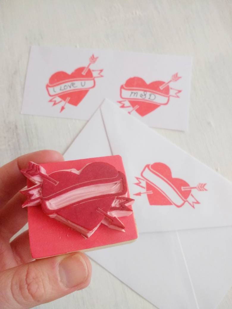 Heart Rubber Stamp Personalised Heart Stamp Love Heart - Etsy