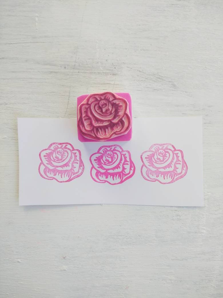 Rose Flower Stamp Petal Stamp Floral rubber Stamp Flower | Etsy