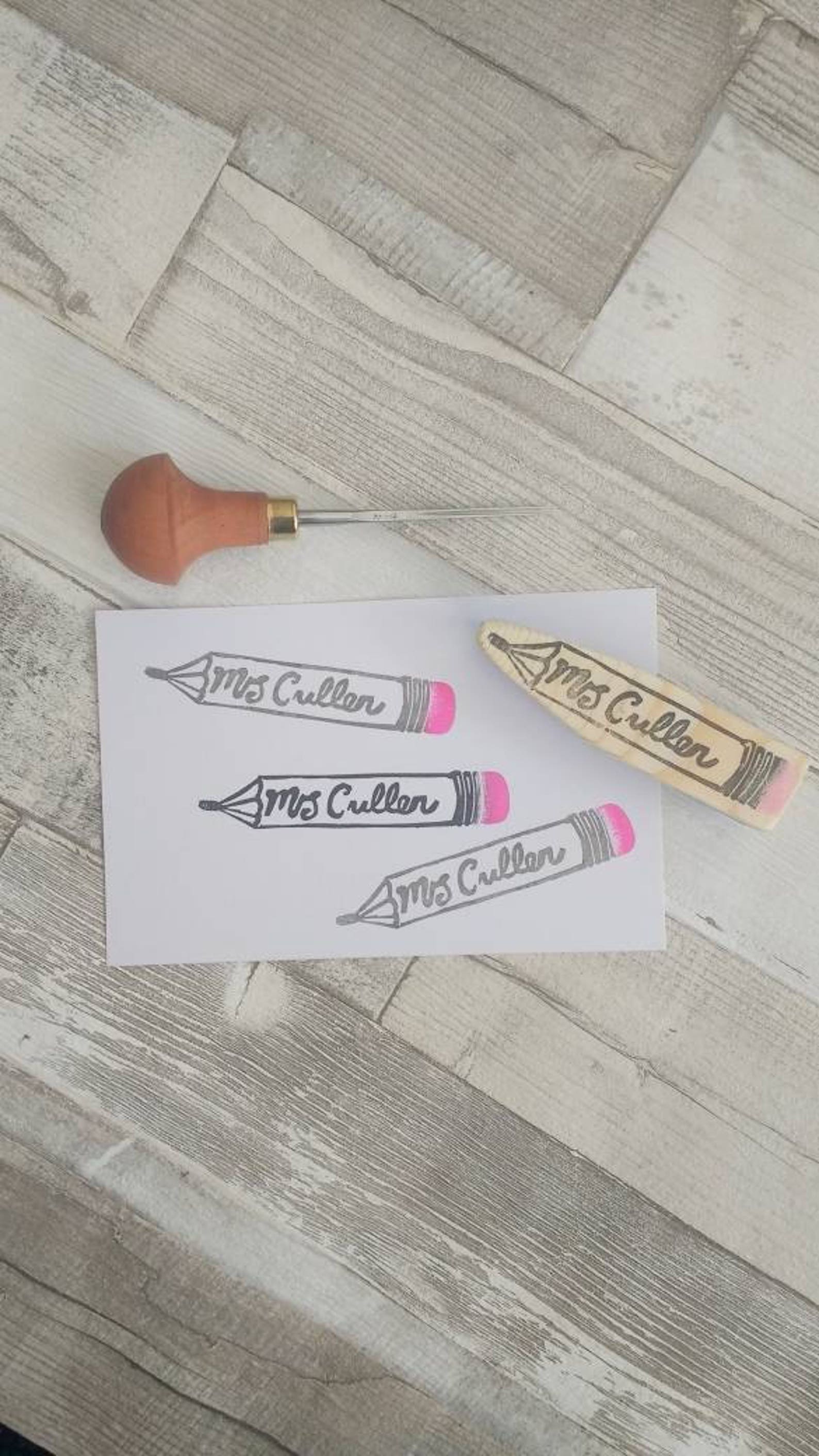 Pencil Rubber Stamp Teacher Stamp School Stamp. Teacher | Etsy