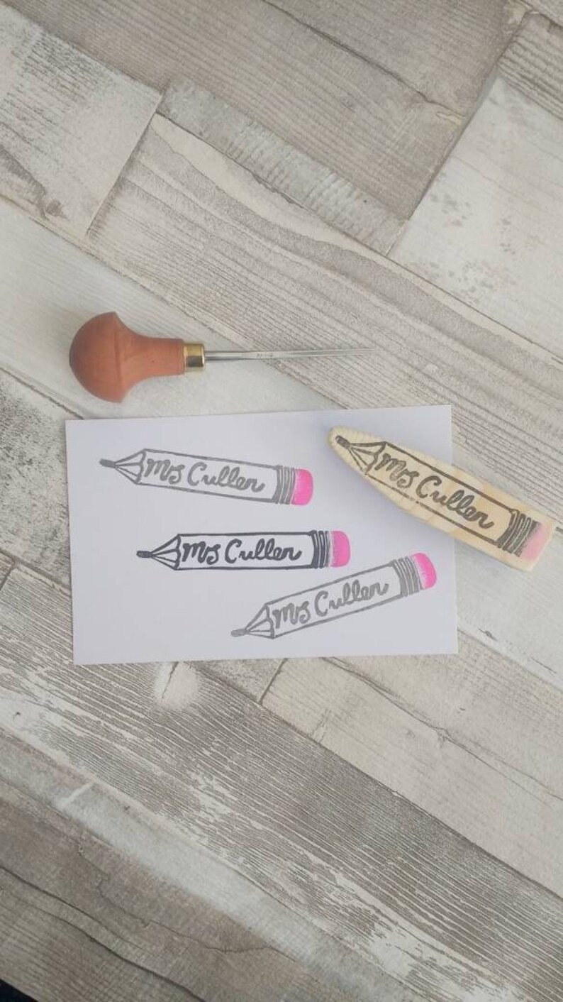 Pencil Rubber Stamp Teacher Stamp School Stamp. Teacher - Etsy