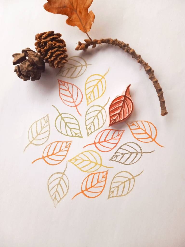 Leaf Rubber Stamp Autumn Leaf Stamp - Etsy