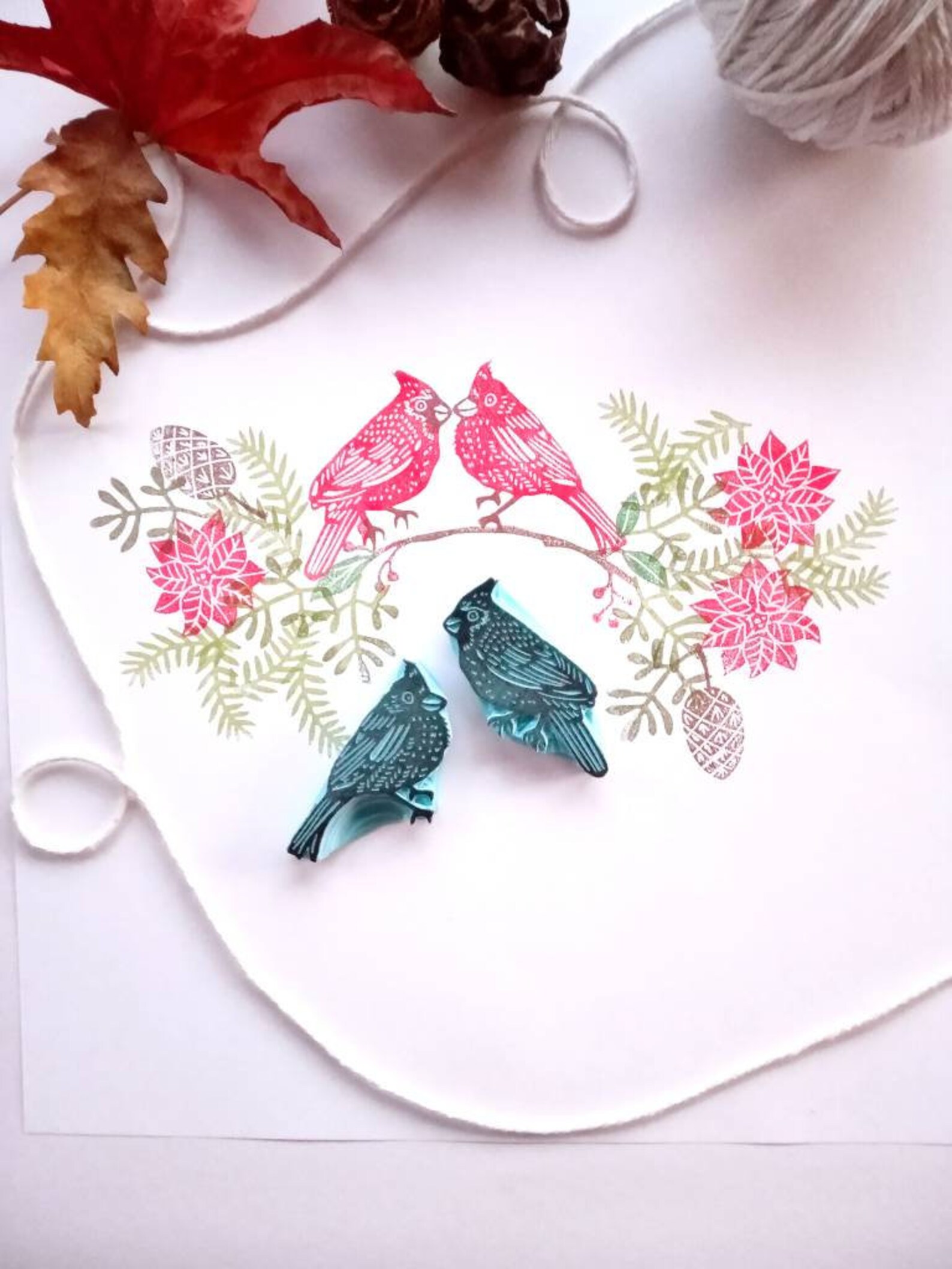 Cardinal Bird Rubber Stamp Christmas Stamps. | Etsy