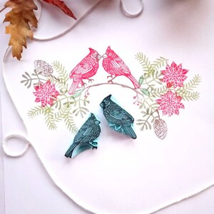 Cardinal Bird Rubber Stamp, Christmas Stamps. - Etsy