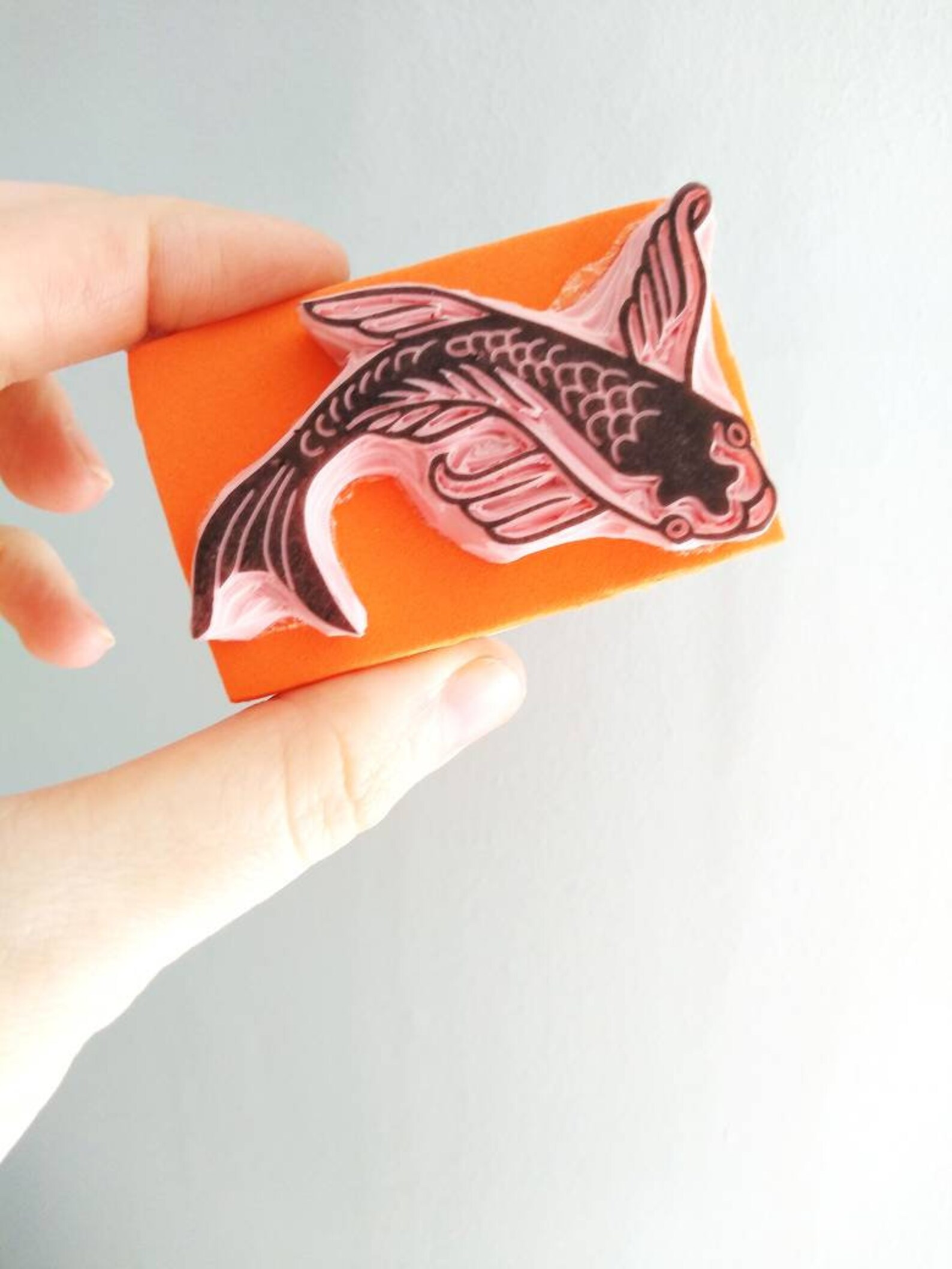 Koi Fish Rubber Stamp Fish Stamp Japanese Fish Rubber Stamp | Etsy UK