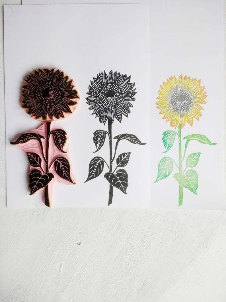 Sunflower Rubber Stamp Set Summer Stamps Floral Stamp - Etsy