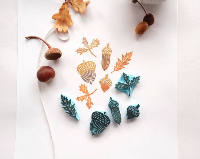 Acorn and Oak Leaf Rubber Stamps - Etsy UK