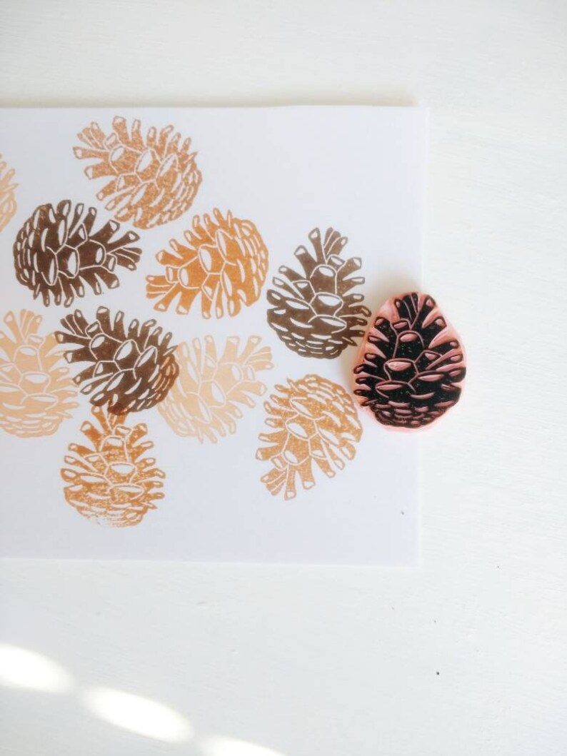 Pine Cone Rubber Stamp Fall Decor Autumn Stamps Christmas - Etsy