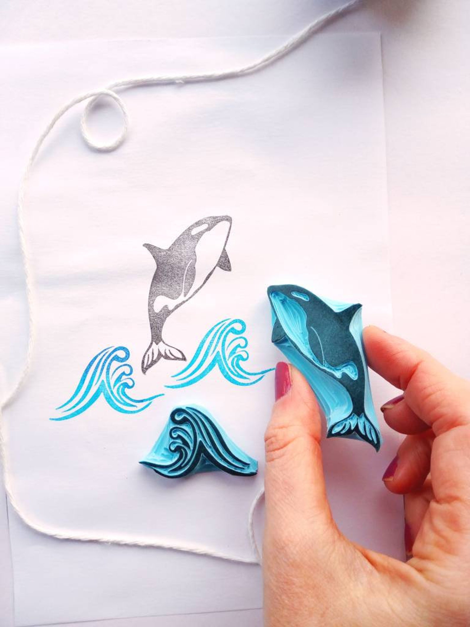 Orca Whale and Wave Rubber Stamps. Ocean Creature Stamps. - Etsy