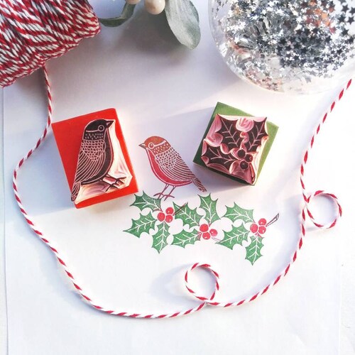 Robin Rubber Stamp Christmas Stamp Set | Etsy