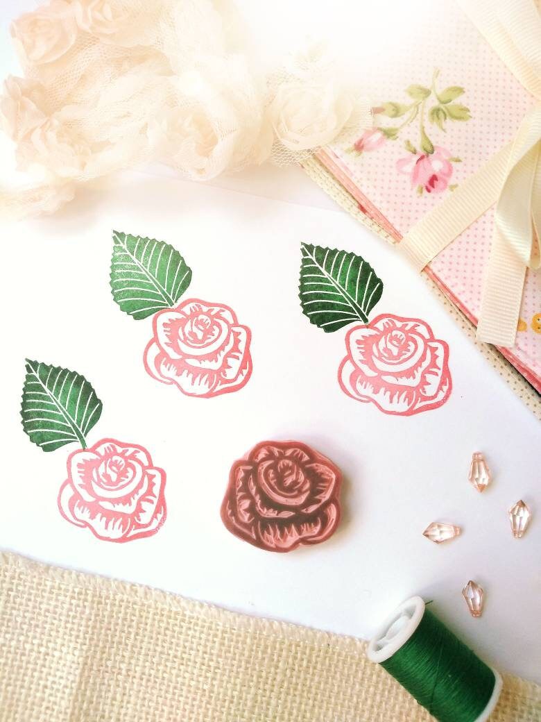Rose Flower Stamp Petal Stamp Floral rubber Stamp Flower | Etsy