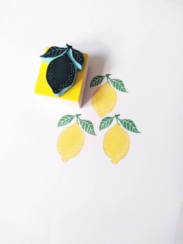 Lemon Rubber Stamp Citrus Decor. | Etsy