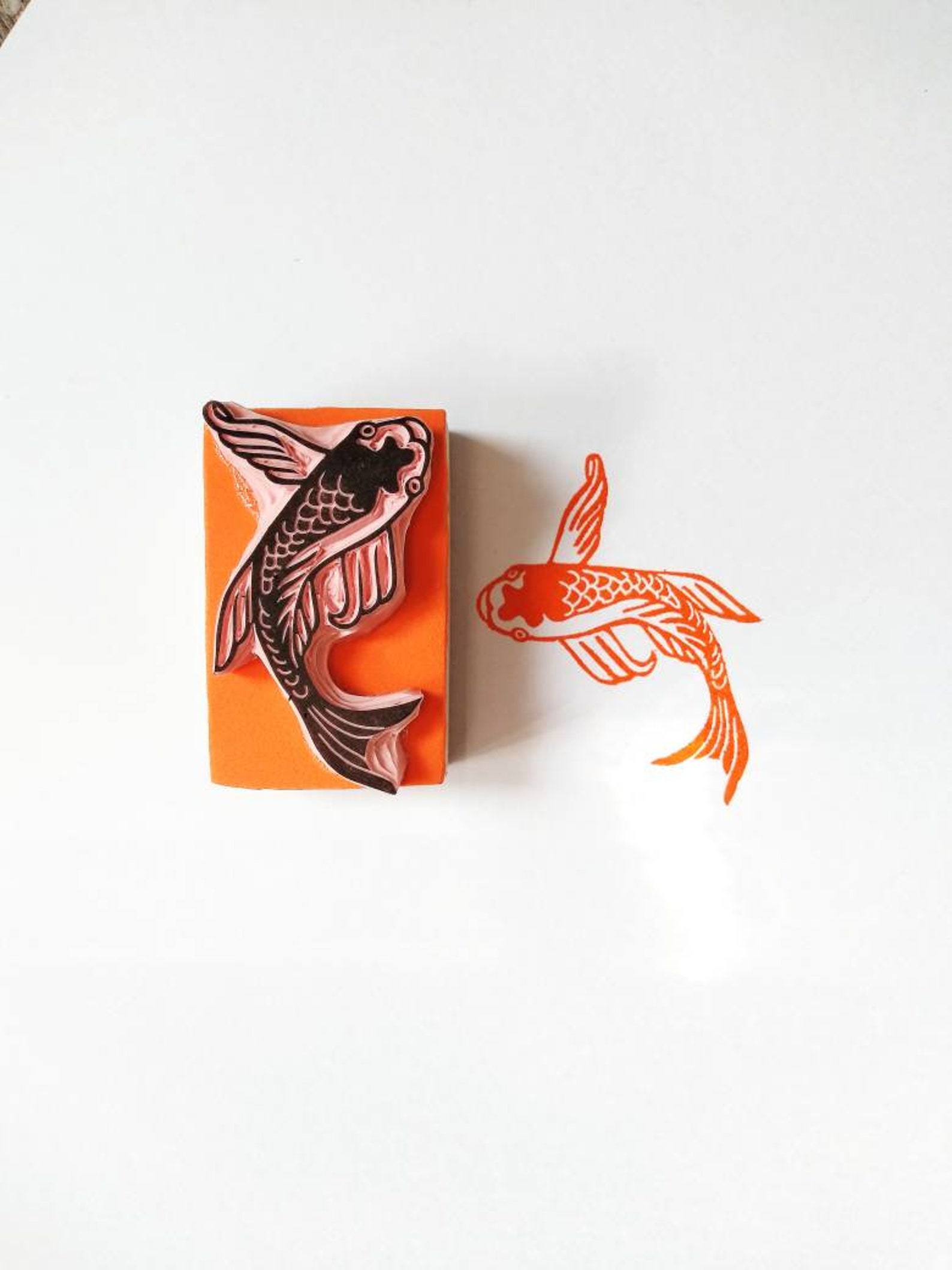 Koi Fish Rubber Stamp Fish Stamp Japanese Fish Rubber Stamp | Etsy UK