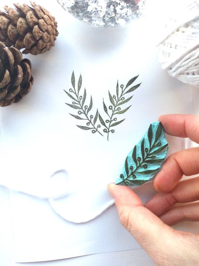 Leaf rubber stamp for botanical decor. | Etsy