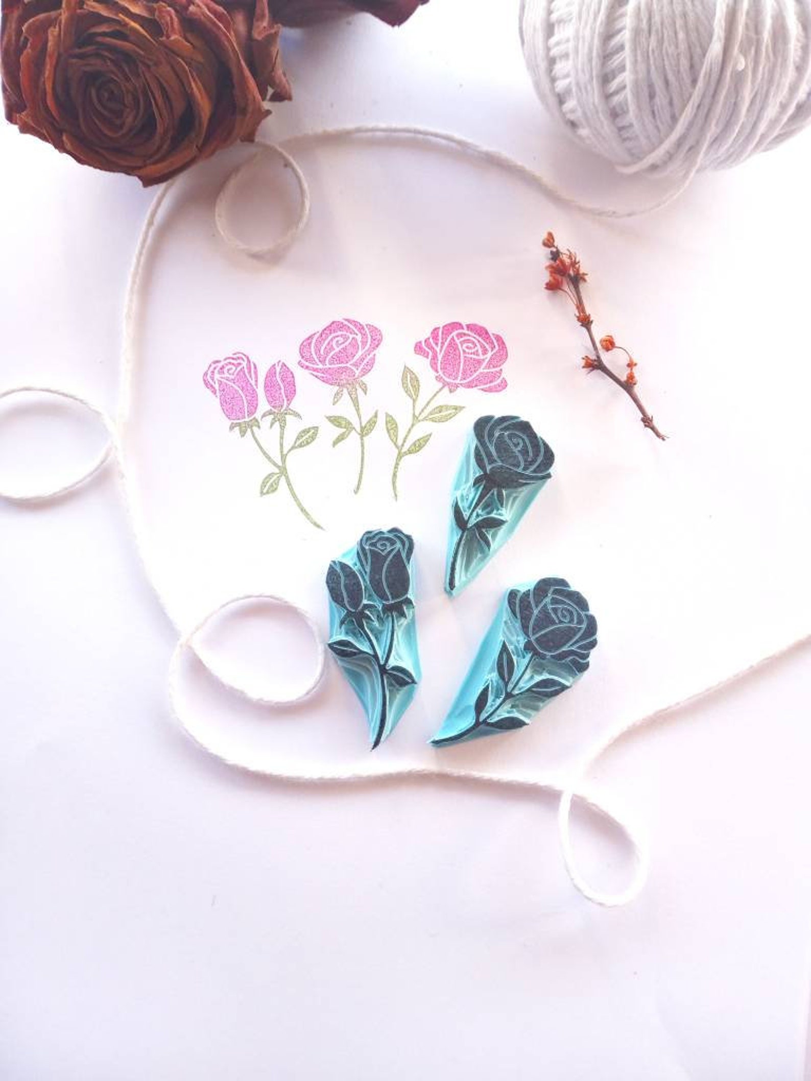 Rose Flower Rubber Stamps - Etsy