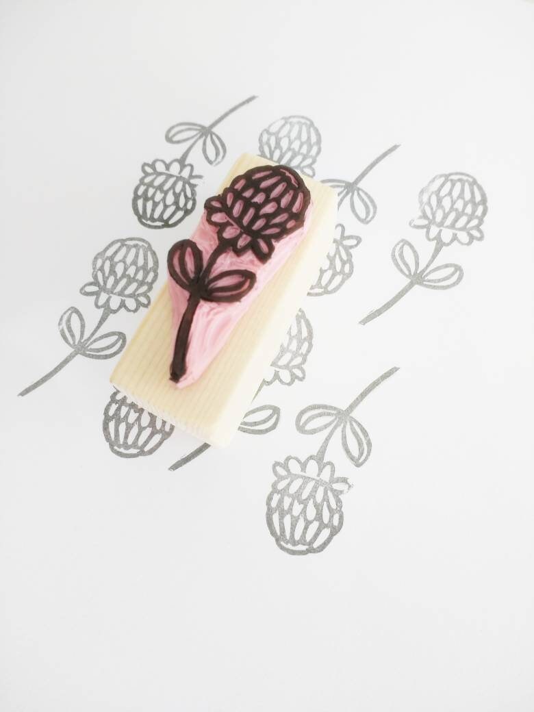 Thistle flower rubber stamp wild flower stamp flower decor | Etsy