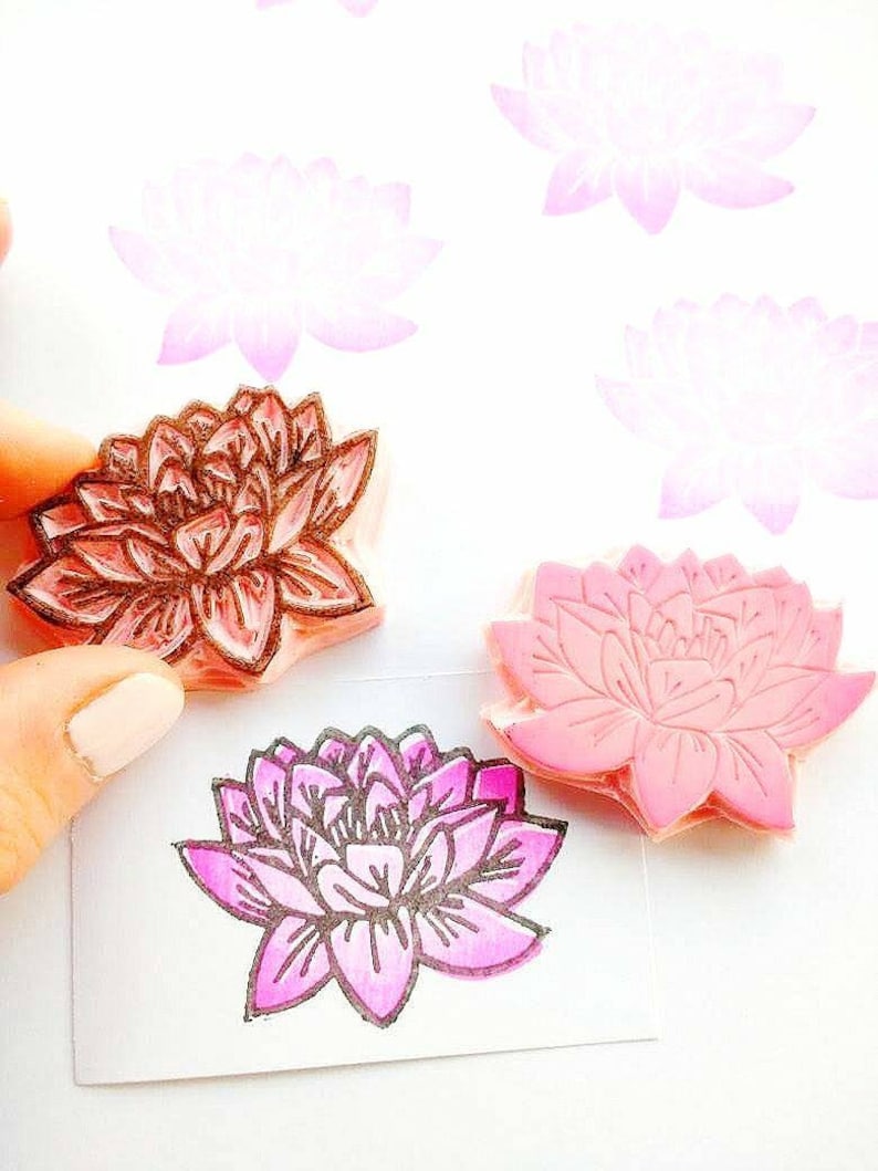 Lotus Rubber Stamp Tropical Flower Stamp Wedding Decor | Etsy