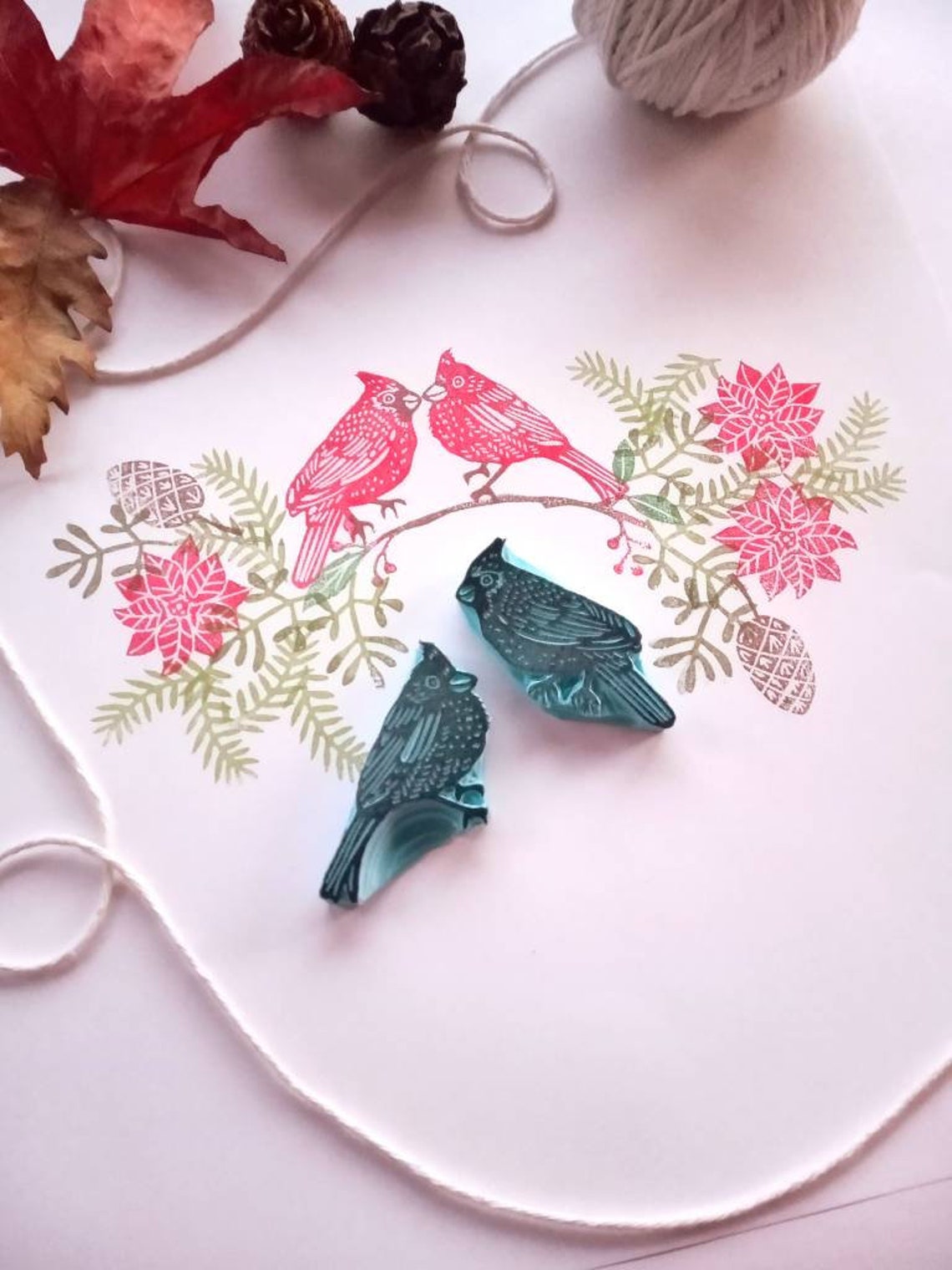 Cardinal Bird Rubber Stamp Christmas Stamps. | Etsy