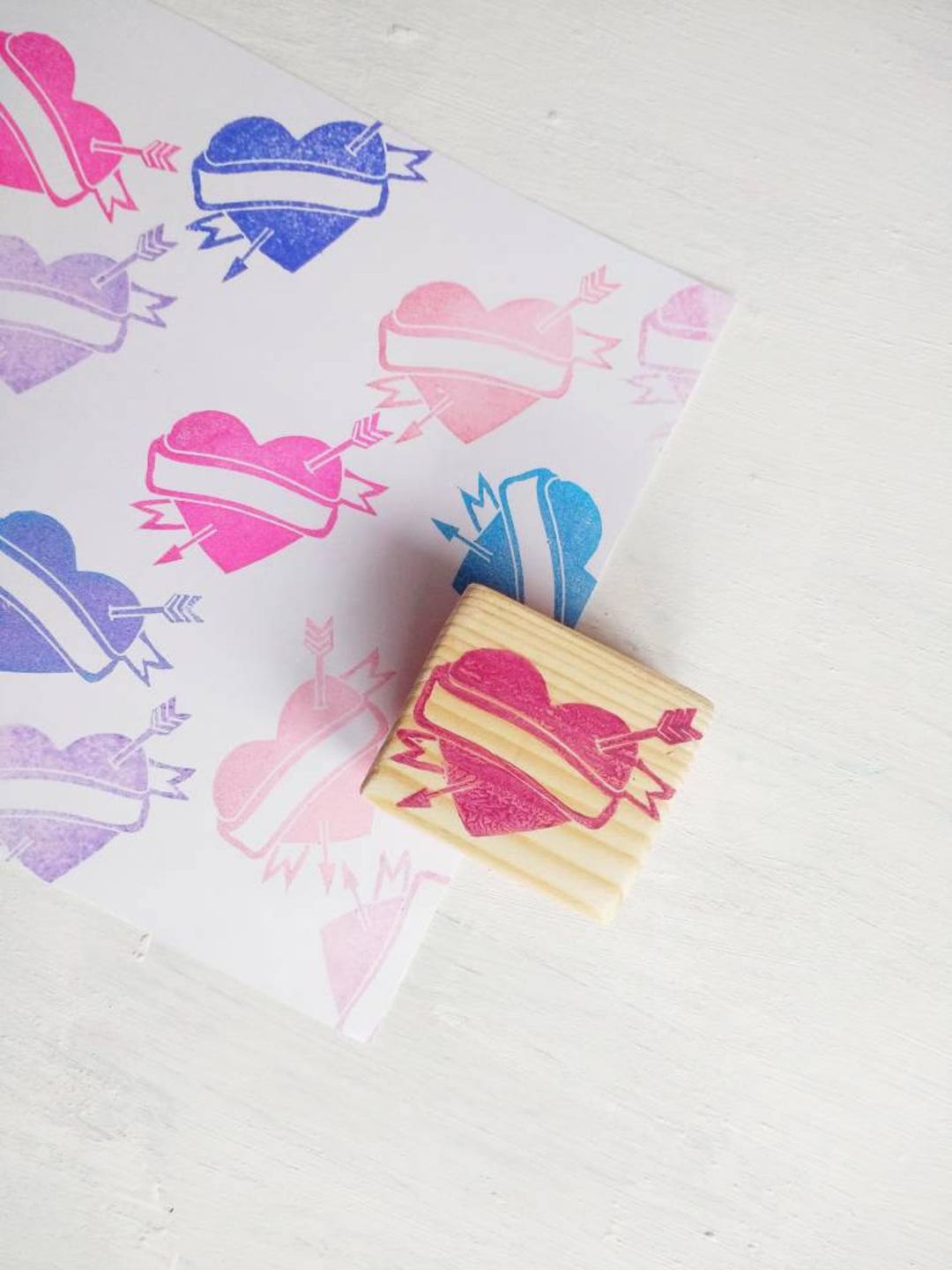 Heart Rubber Stamp, Personalised Heart Stamp, Love Heart Stamp, Message ...