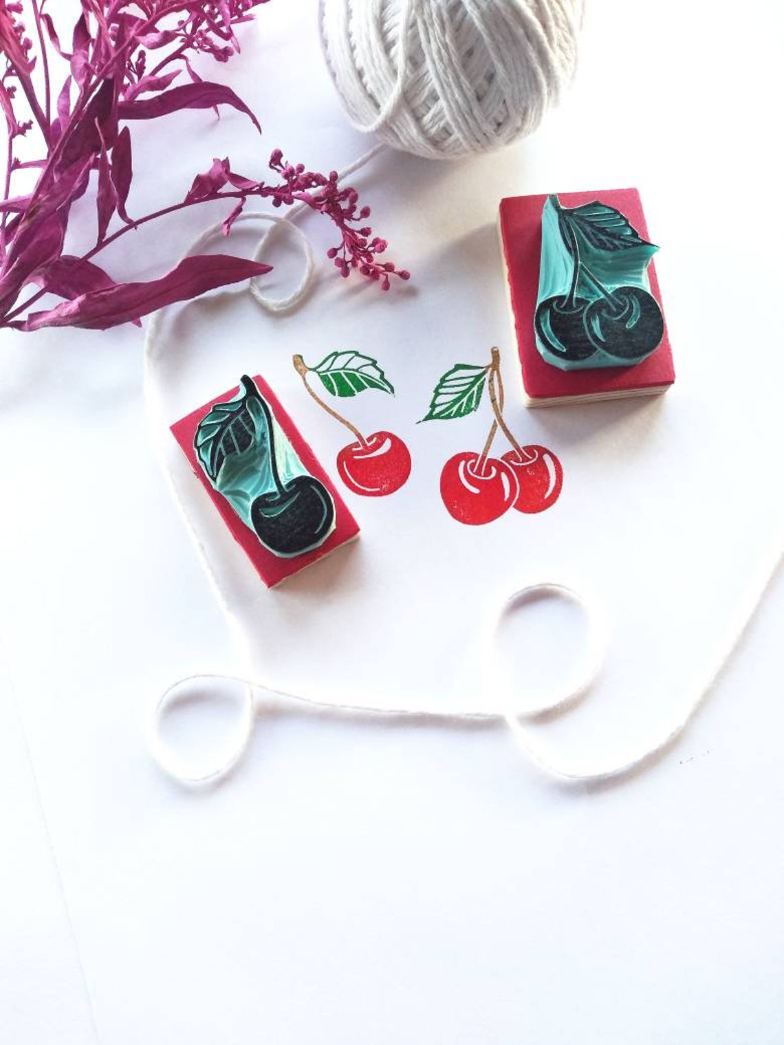 Cherry rubber stamp. | Etsy