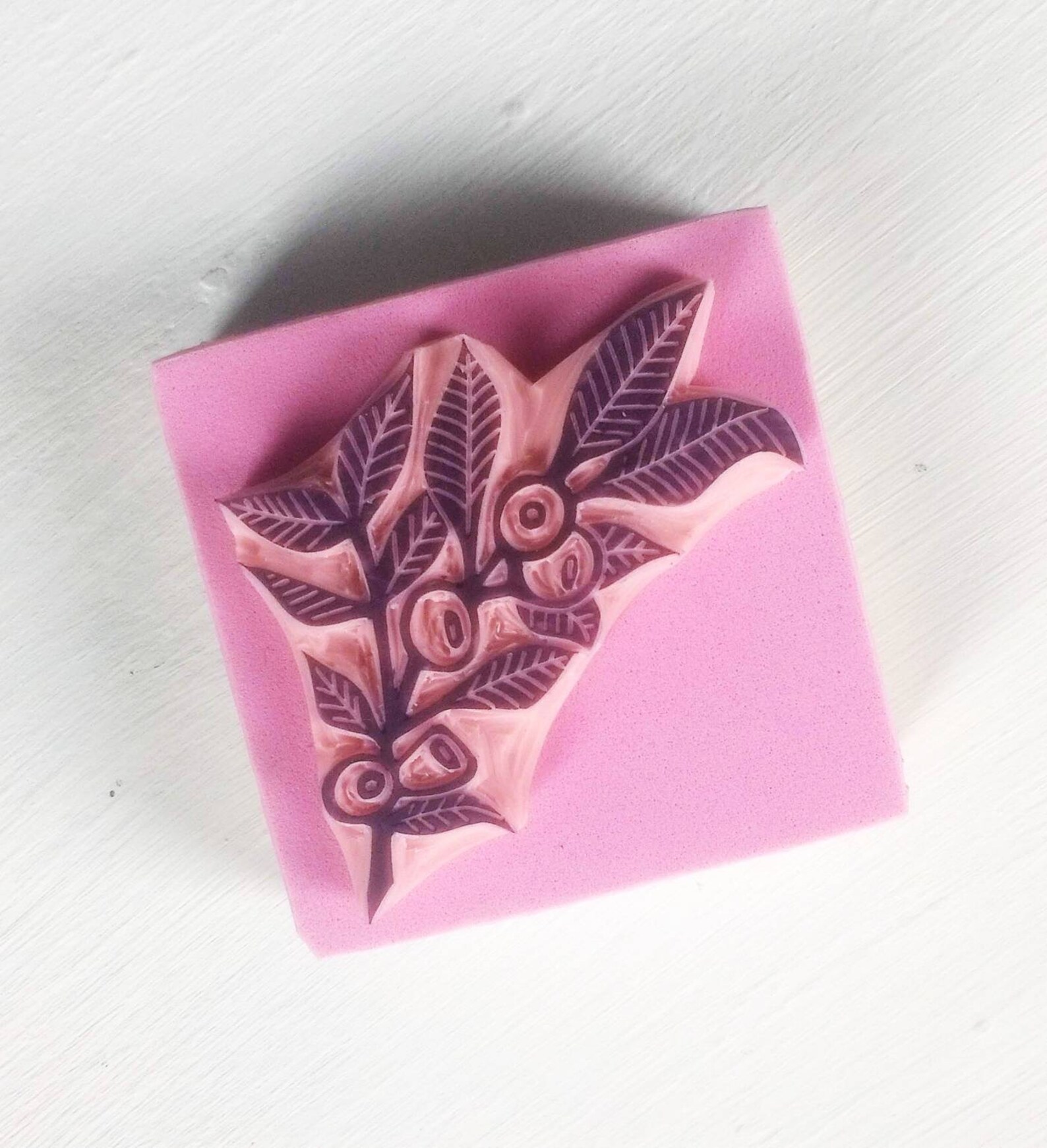 Leaf rubber stamp berries stamp branch rubber stamp wedding | Etsy