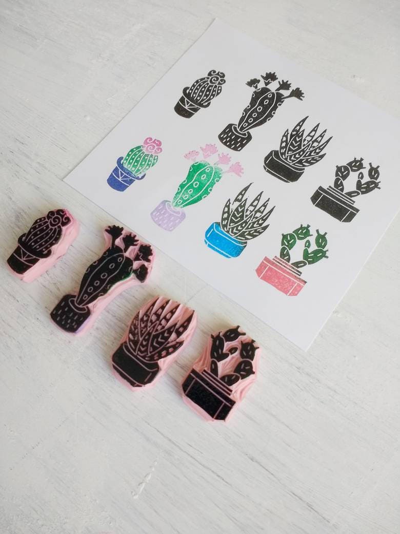 Cactus Rubber Stamp Set Plant Lover Gift Cactus Gift Cactus - Etsy UK