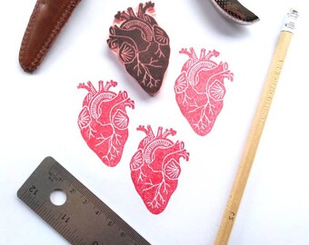 Anatomical Human Heart Hand Carved Rubber Stamp - Etsy