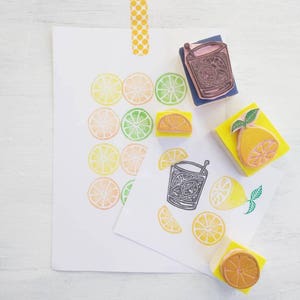 Cocktail Stamp Party Drink Stamp Gin and Tonic Gift Lemon Stamp Citrus ...
