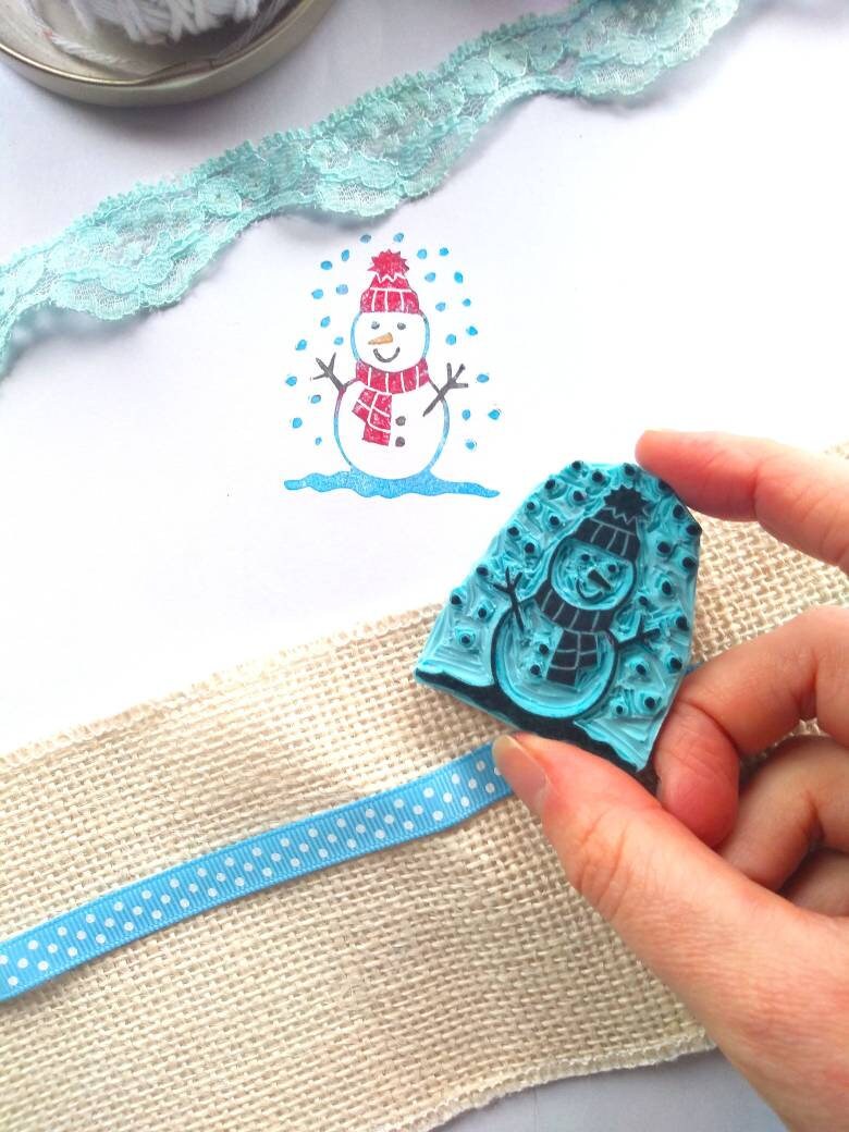 Snowman Rubber Stamp. | Etsy