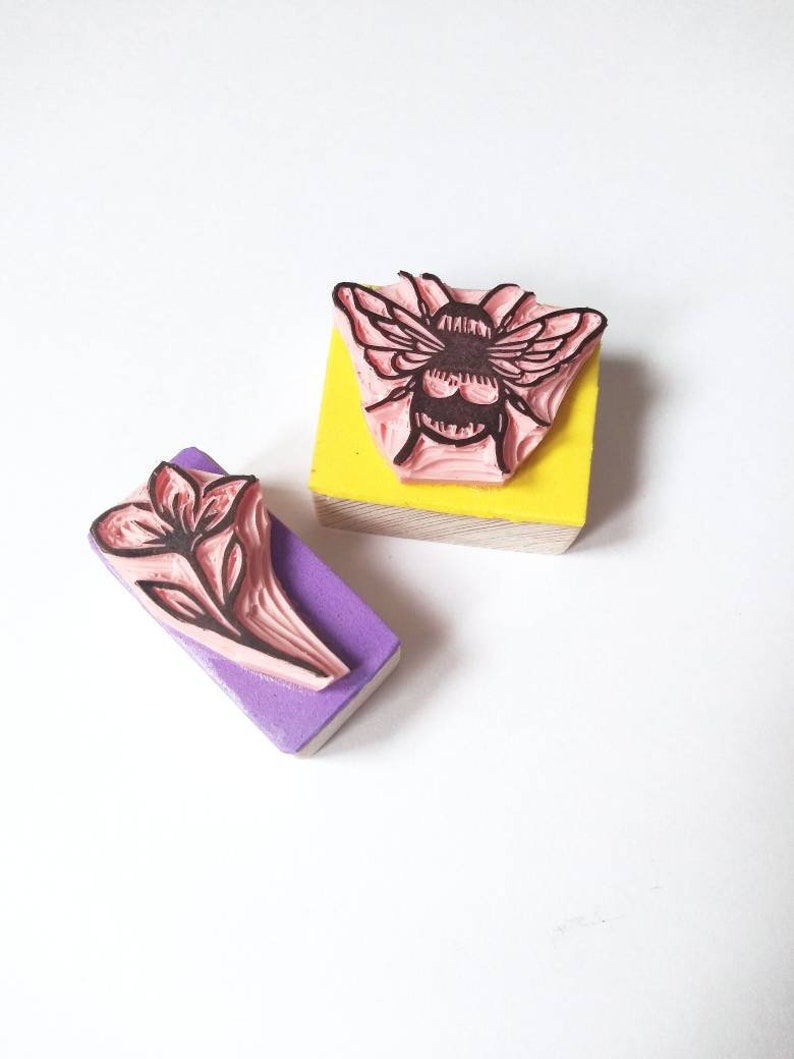 Bee and Flower Rubber Stamp Set Bee Gift Nature Lover Gift - Etsy