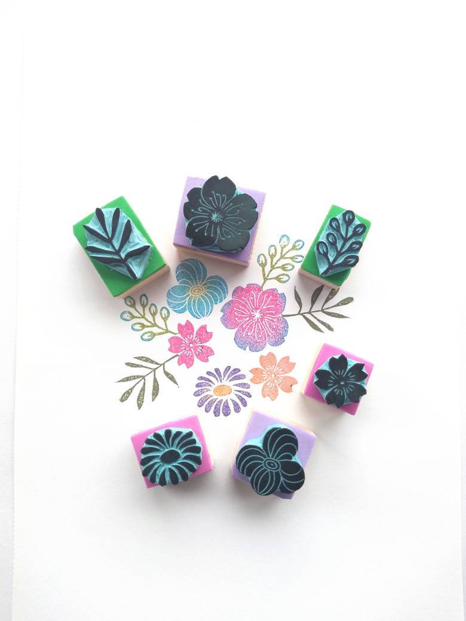 Floral Rubber Stamp Set Botanical Gift Decor - Etsy UK