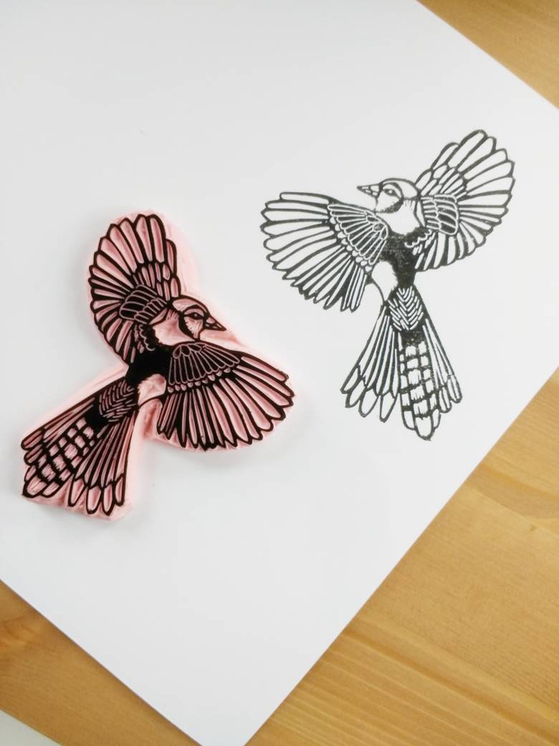 Blue Jay Bird Rubber Stamp Flying Bird Stamp Hand Carved - Etsy UK
