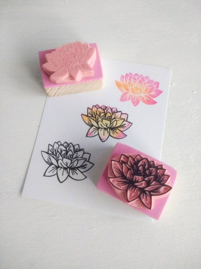 Lotus rubber stamp tropical flower stamp wedding decor | Etsy
