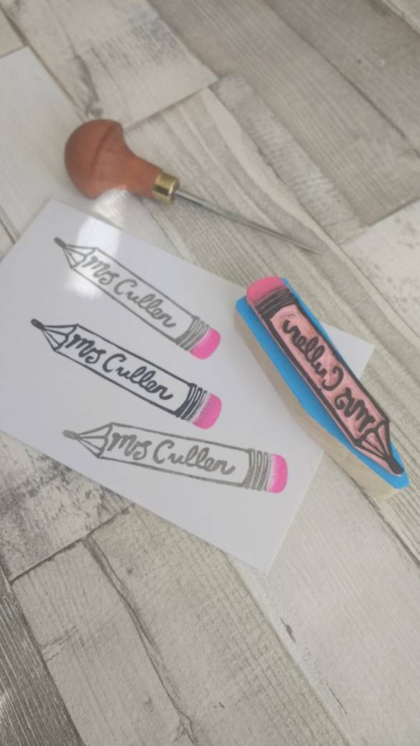 Pencil Rubber Stamp Teacher Stamp School Stamp. Teacher | Etsy