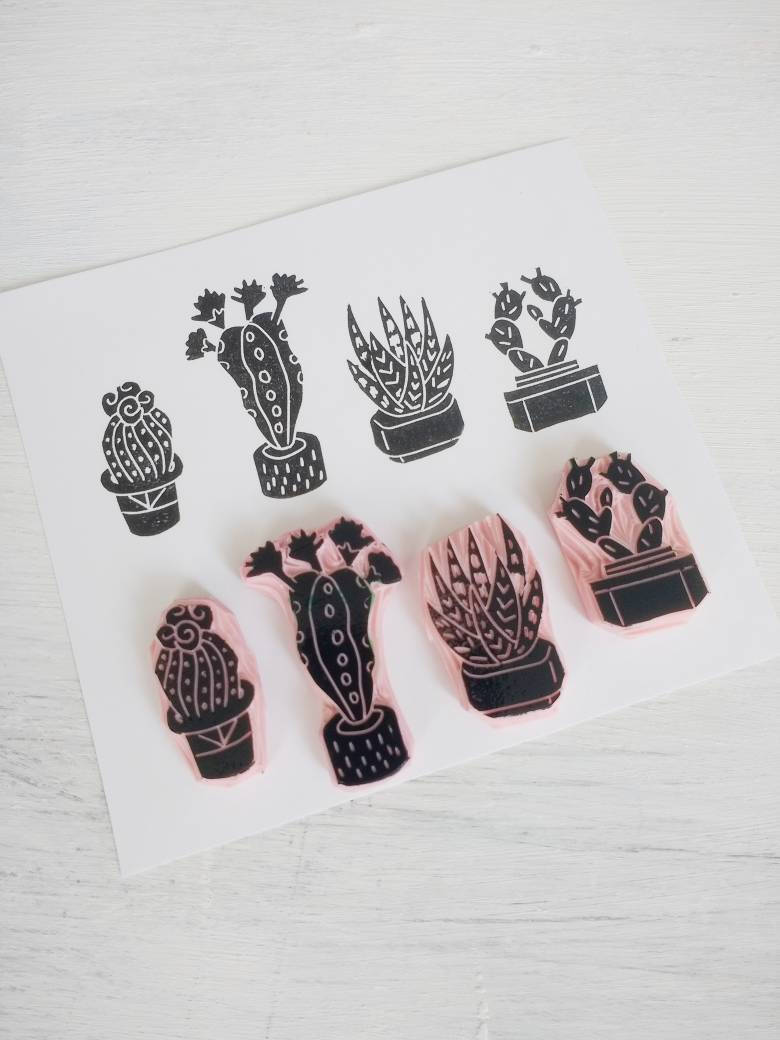 Cactus Rubber Stamp Set Plant Lover Gift Cactus Gift Cactus - Etsy UK