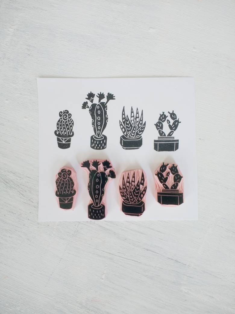 Cactus Rubber Stamp Set Plant Lover Gift Cactus Gift Cactus - Etsy UK