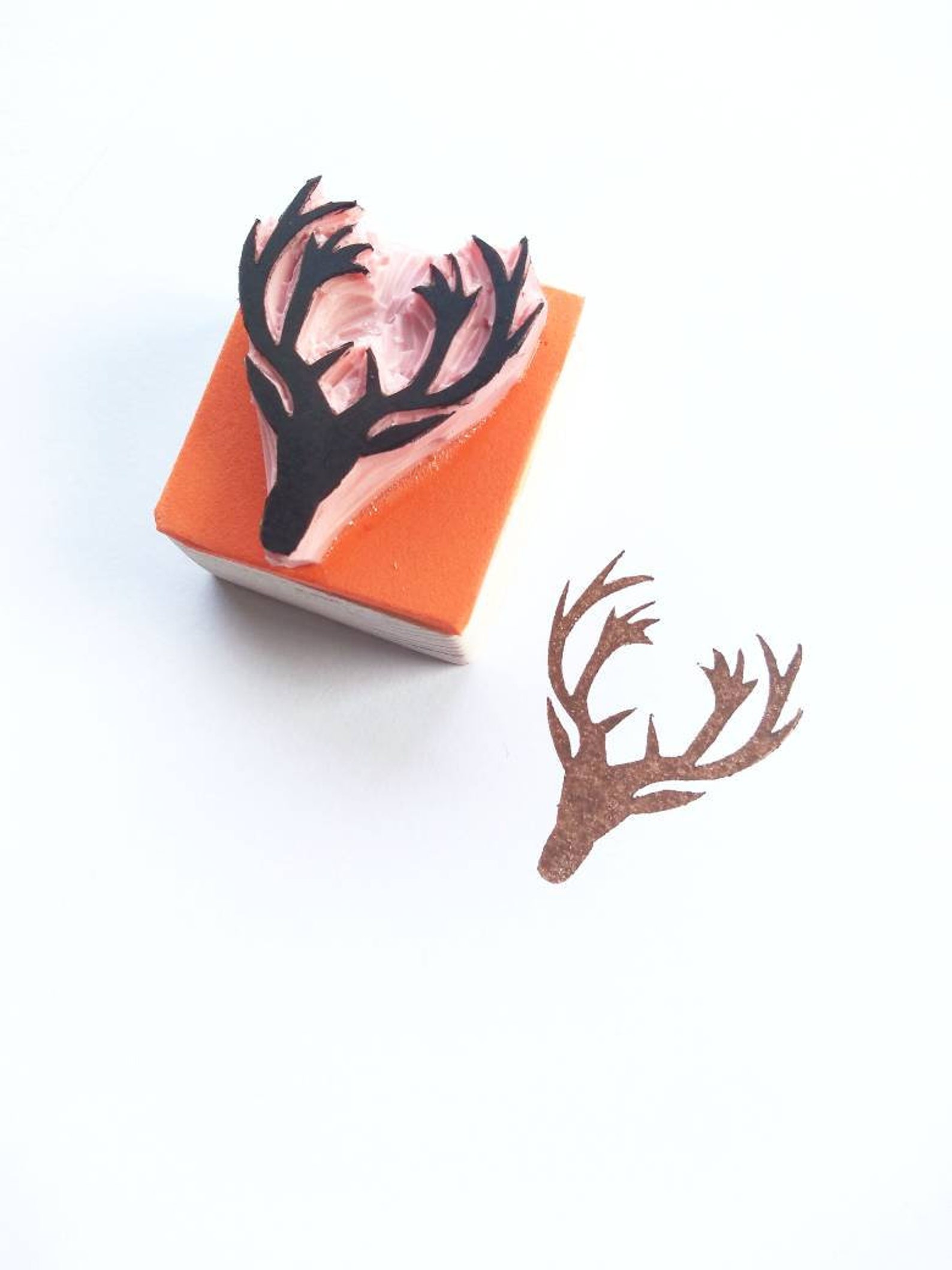 Stag Head Rubber Stamp Winter Decor - Etsy UK