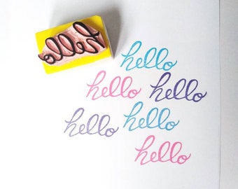 Hello Rubber Stamp | Etsy