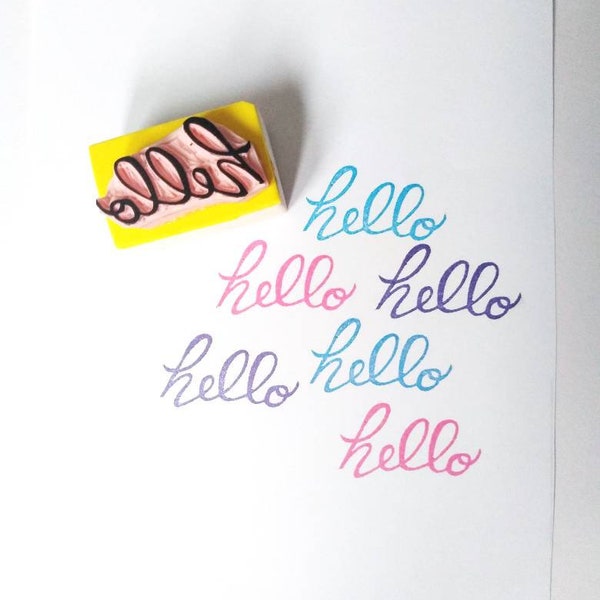 Hello Rubber Stamp - Etsy