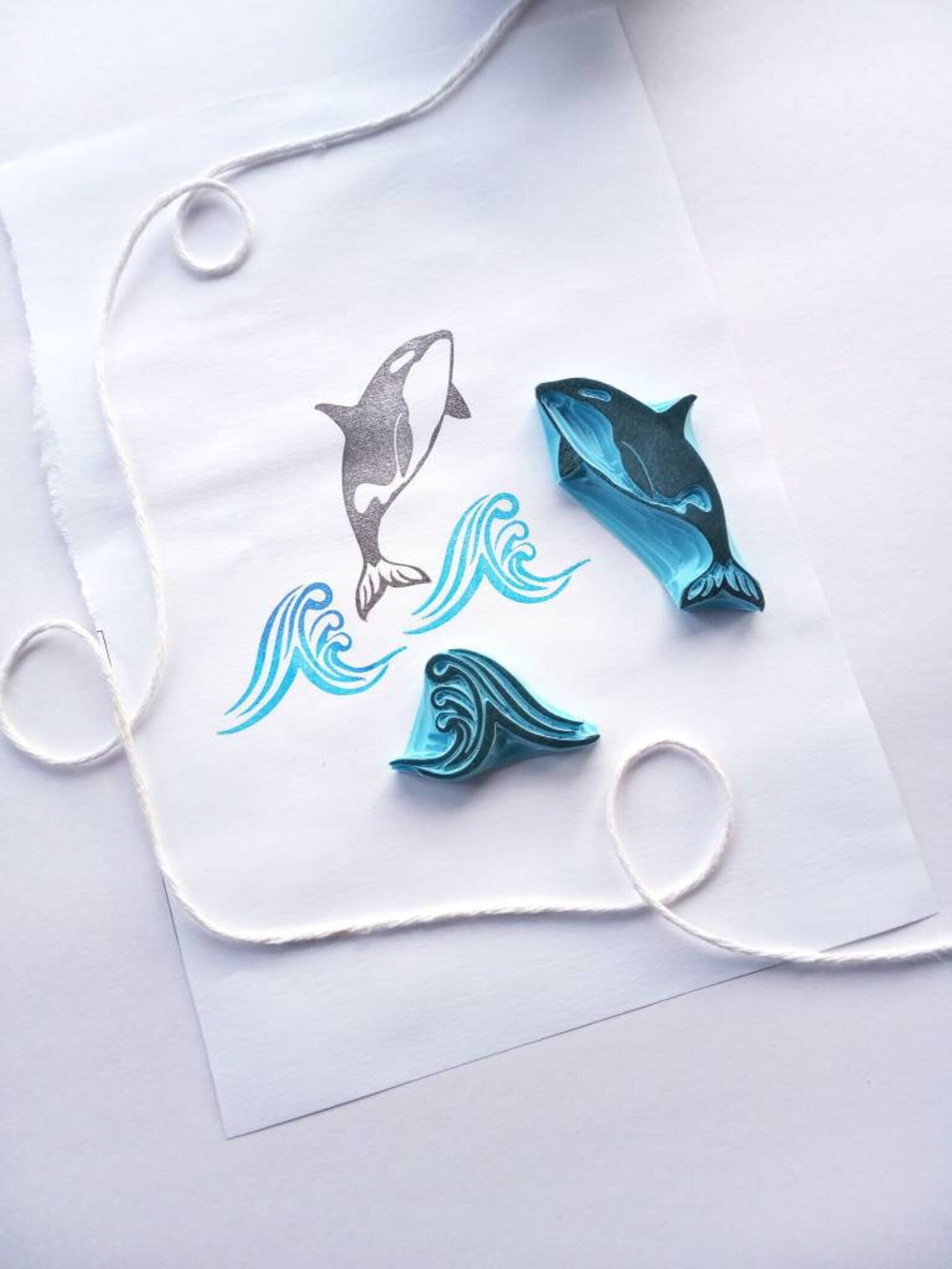 Orca Whale and Wave Rubber Stamps. Ocean Creature Stamps. - Etsy