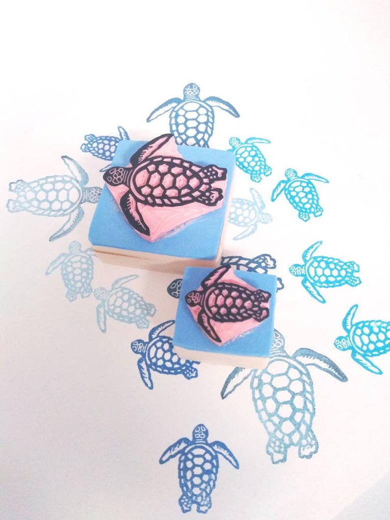 Turtle Rubber Stamp Tropical Sea Turtle Stamp Sealife Stamp | Etsy