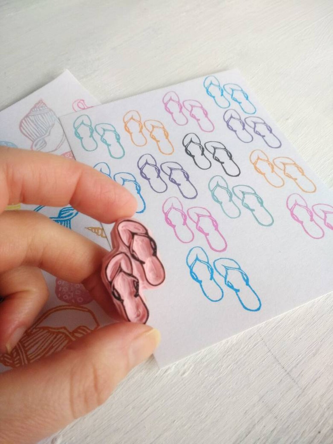 Flip flop rubber stamp beach decor summer stamp | Etsy