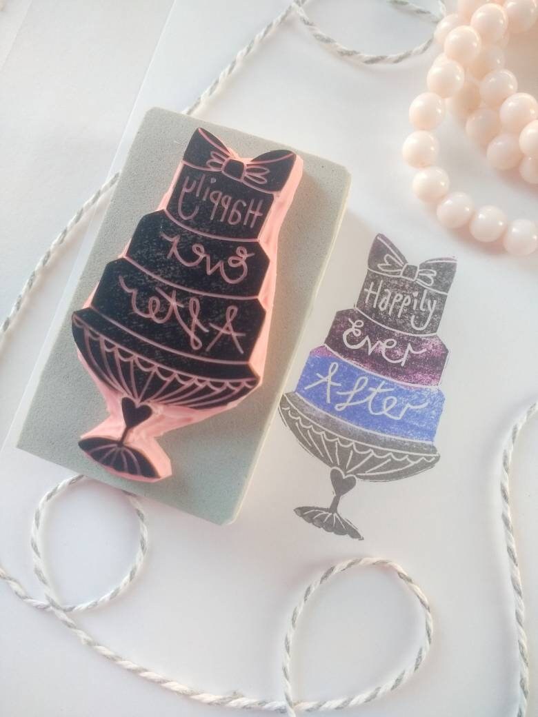 Happily Ever After stamp Wedding stamp Wedding Cake Stamp | Etsy